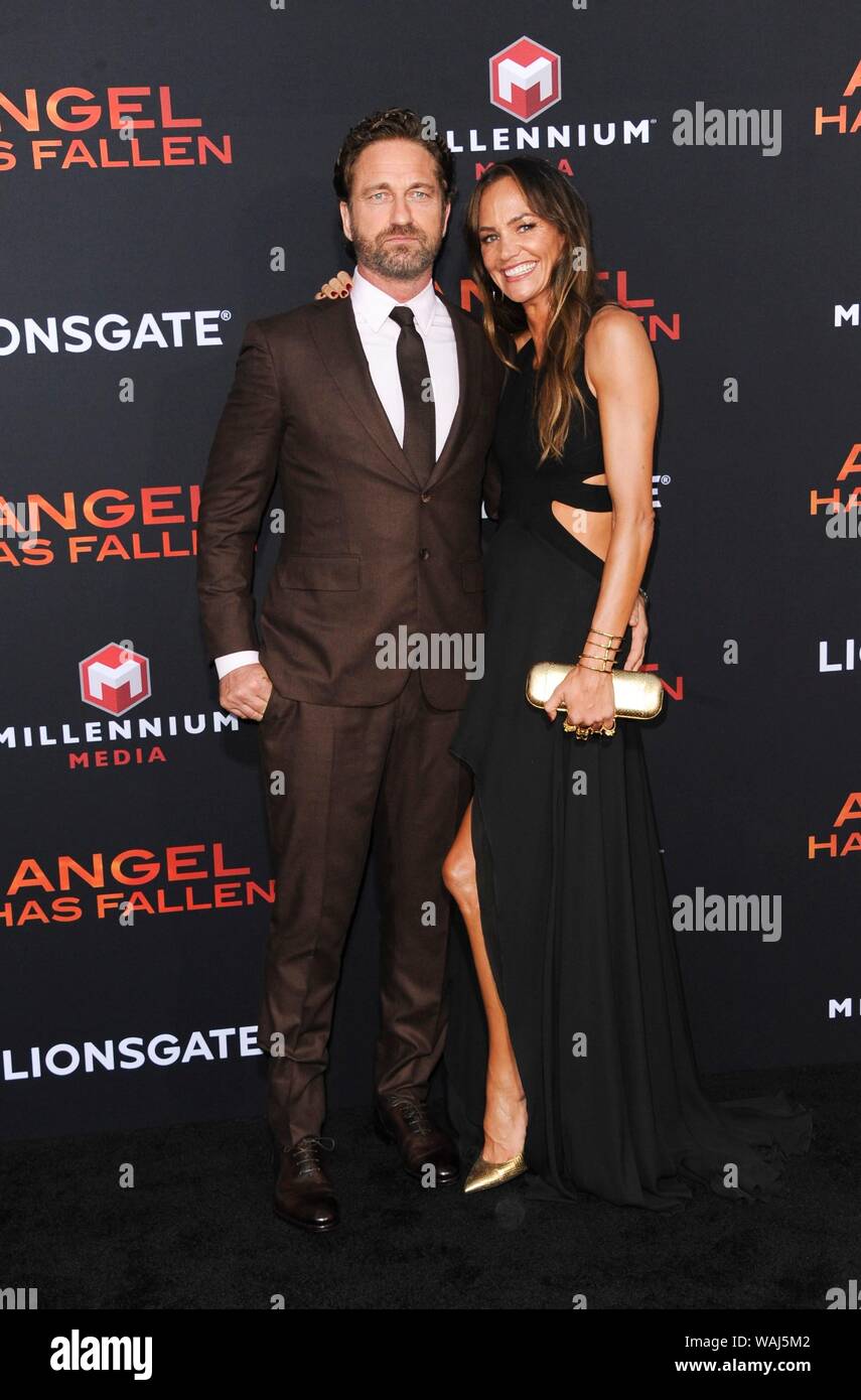 Los Angeles, CA. 20th Aug, 2019. Gerard Butler, Morgan Brown at ...