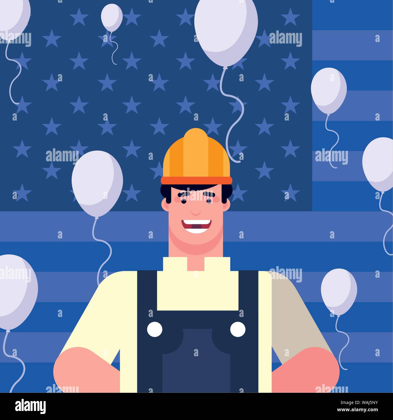 happy labor day - worker employee american flag balloons background ...