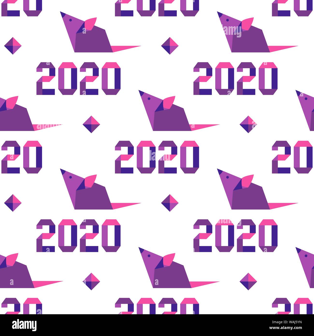 Happy new year. Vector seamless pattern with origami 2020 year numbers ...