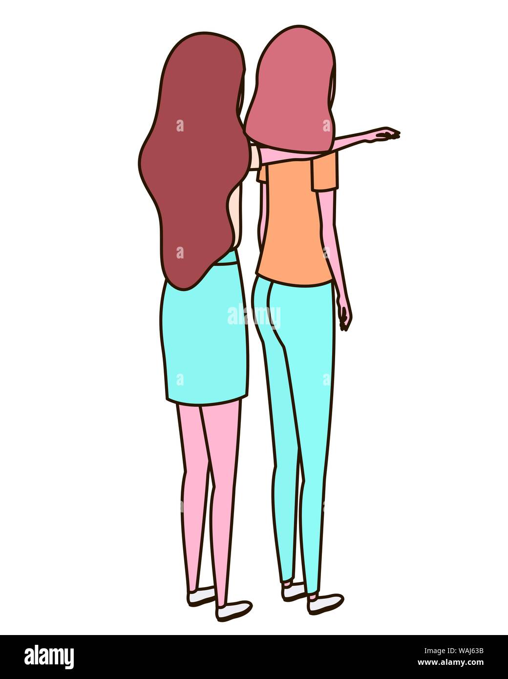 young women of back position on white background Stock Vector Image ...