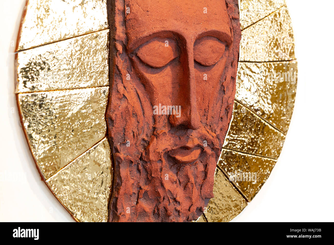 A relief sculpture of Jesus' face. Made out of modelling clay by Lubo ...