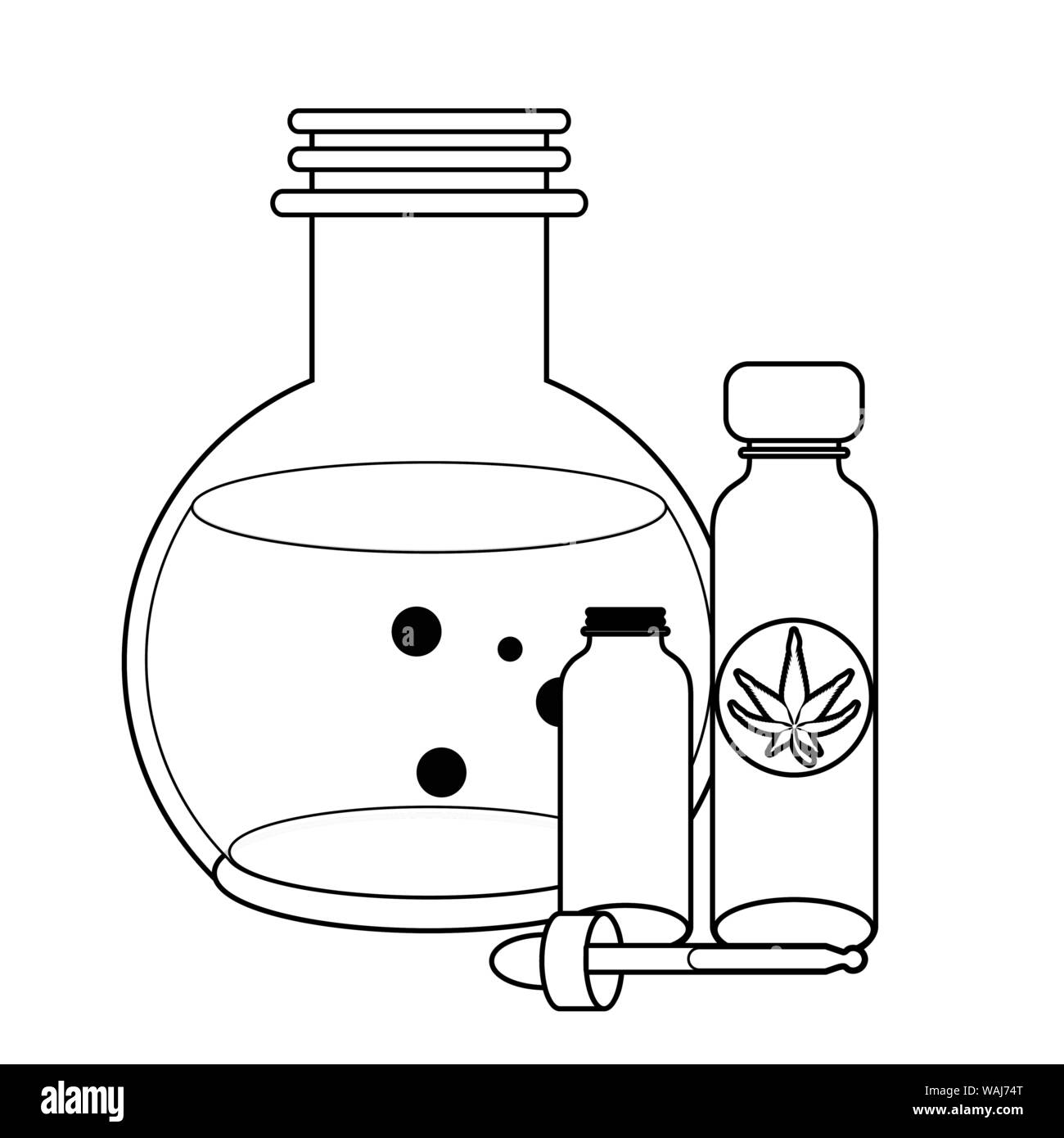 cannabis martihuana sativa hemp cartoon in black and white Stock Vector ...