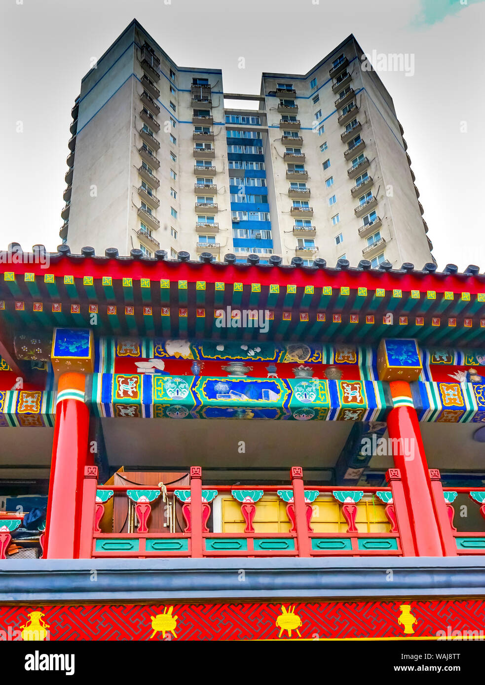 Colorful designs old buildings arches, Beijing, China. Panjiayuan Flea ...