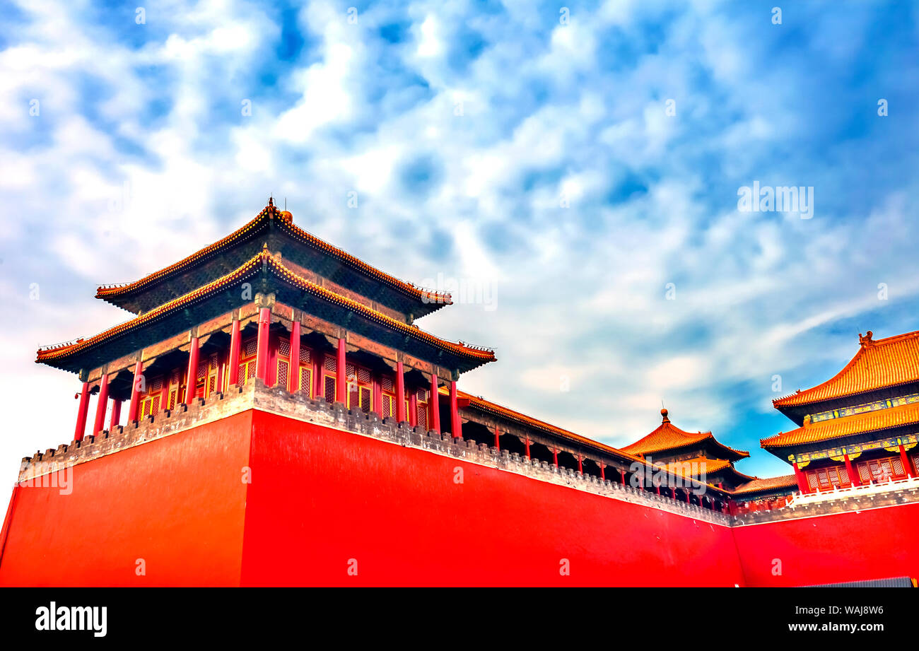 Meridian Gate, Forbidden City, palace wall, Beijing, China. Emperor's ...