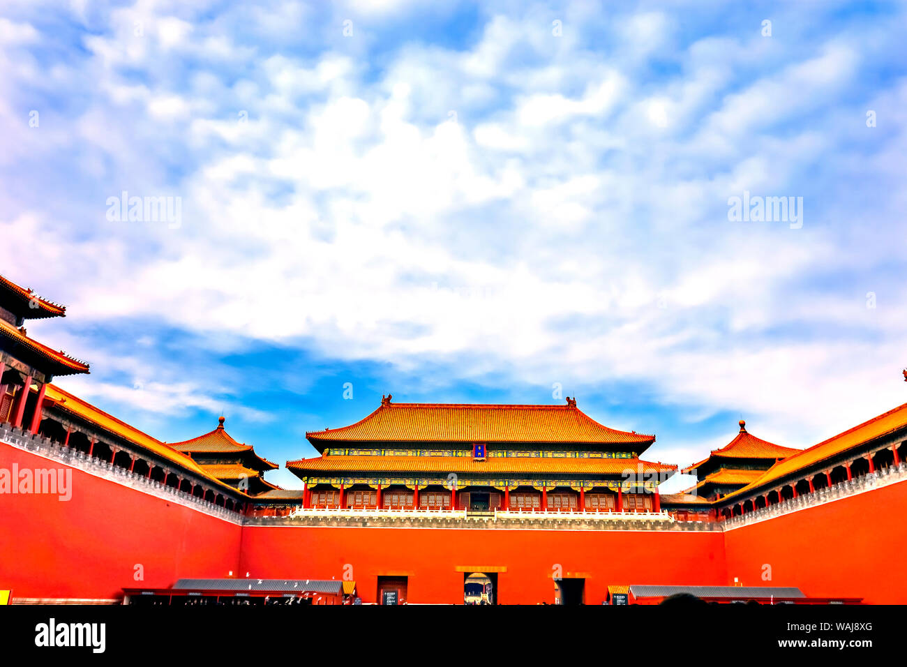 Meridian Gate, Forbidden City, palace wall, Beijing, China. Emperor's ...