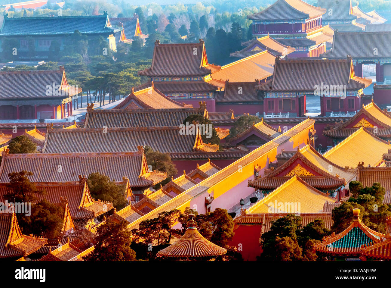 Yellow roofs, Forbidden City, Beijing, China. Taken from Jingshan Park ...
