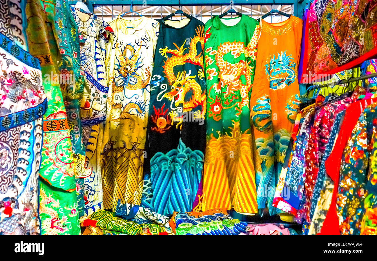 Colorful Chinese dragon replica silk robes, Panjuan Flea Market ...