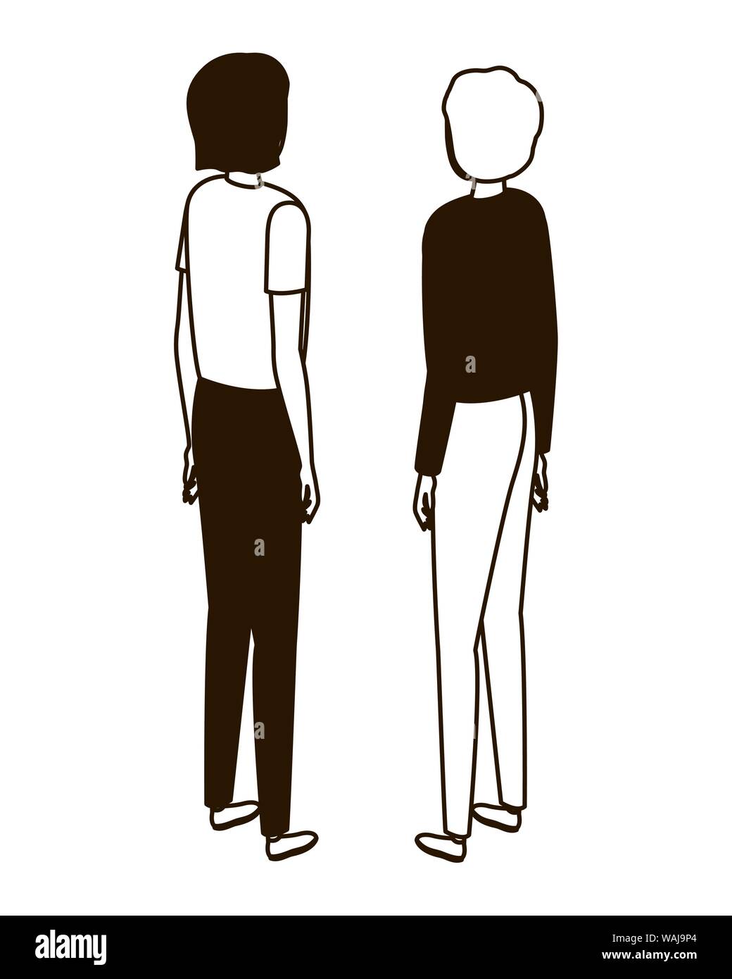 silhouette of men of back position on white background Stock Vector ...