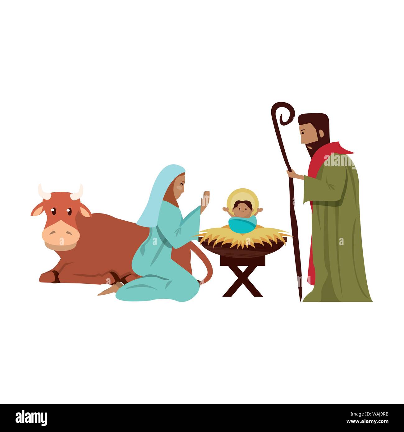 merry christmas nativity christian cartoon Stock Vector Image & Art - Alamy