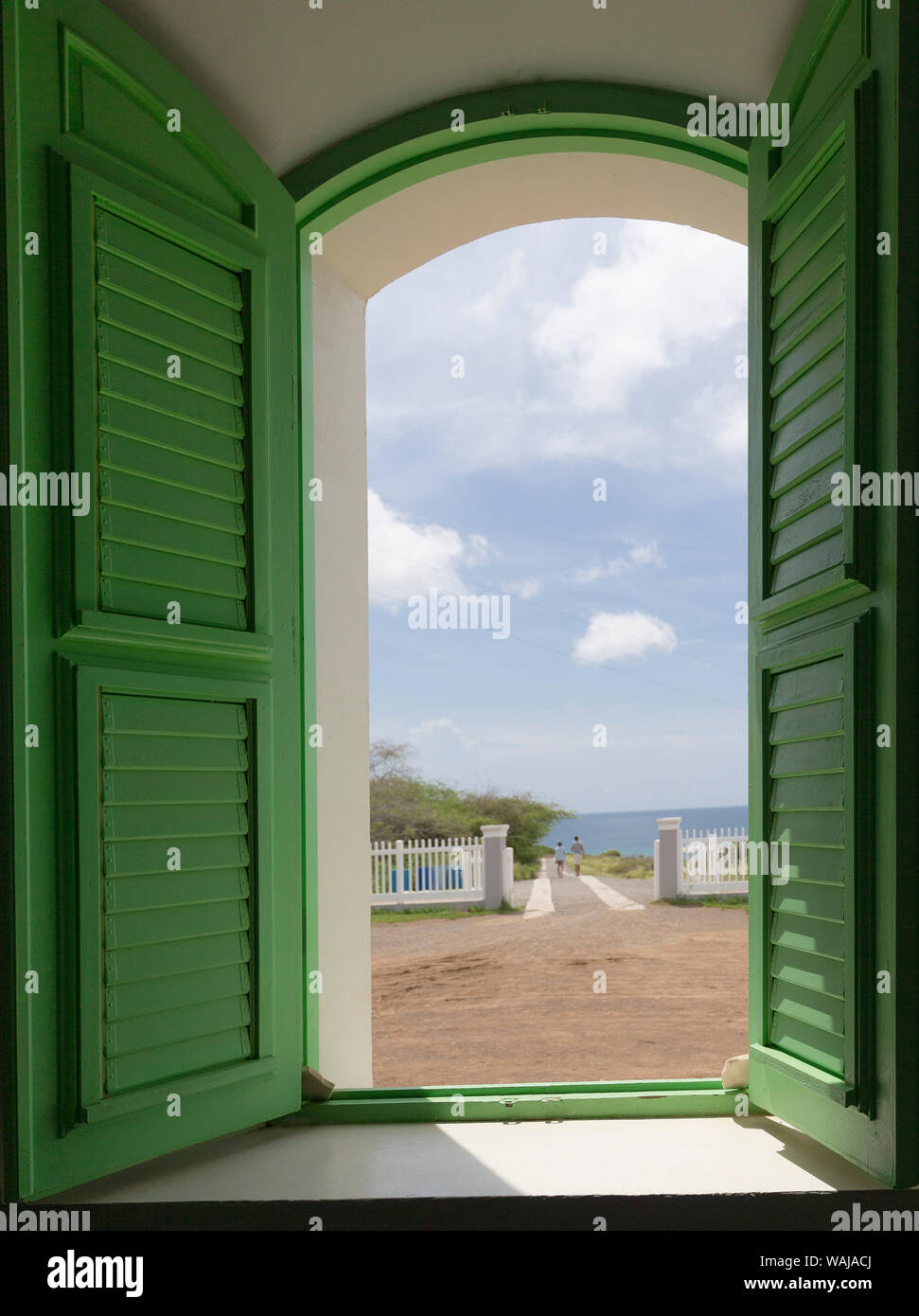Looking out the windows of the Cabo Rojo Lighthouse, Cabo Rojo National ...