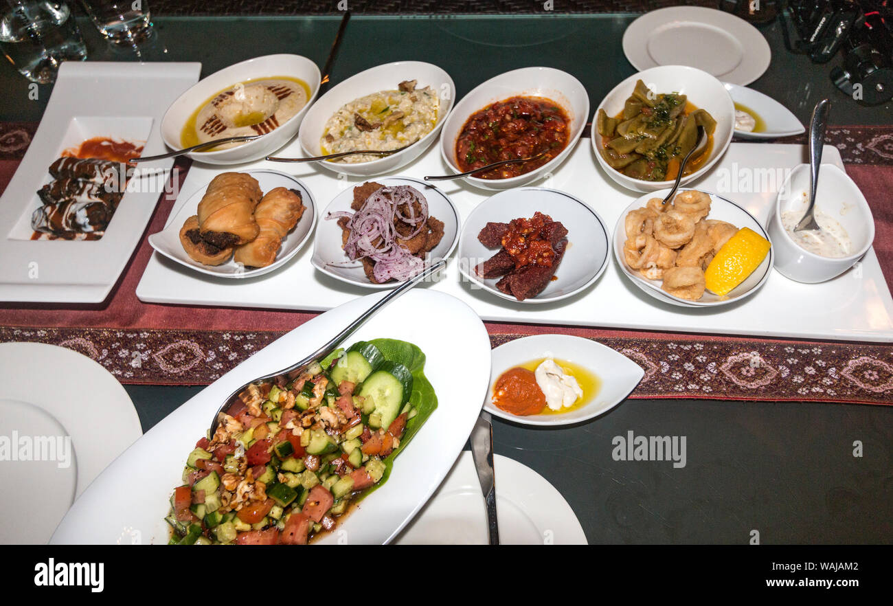 Dubai, UAE. Appetizers in Turkish restaurant, Lalezar, in Jumeirah ...