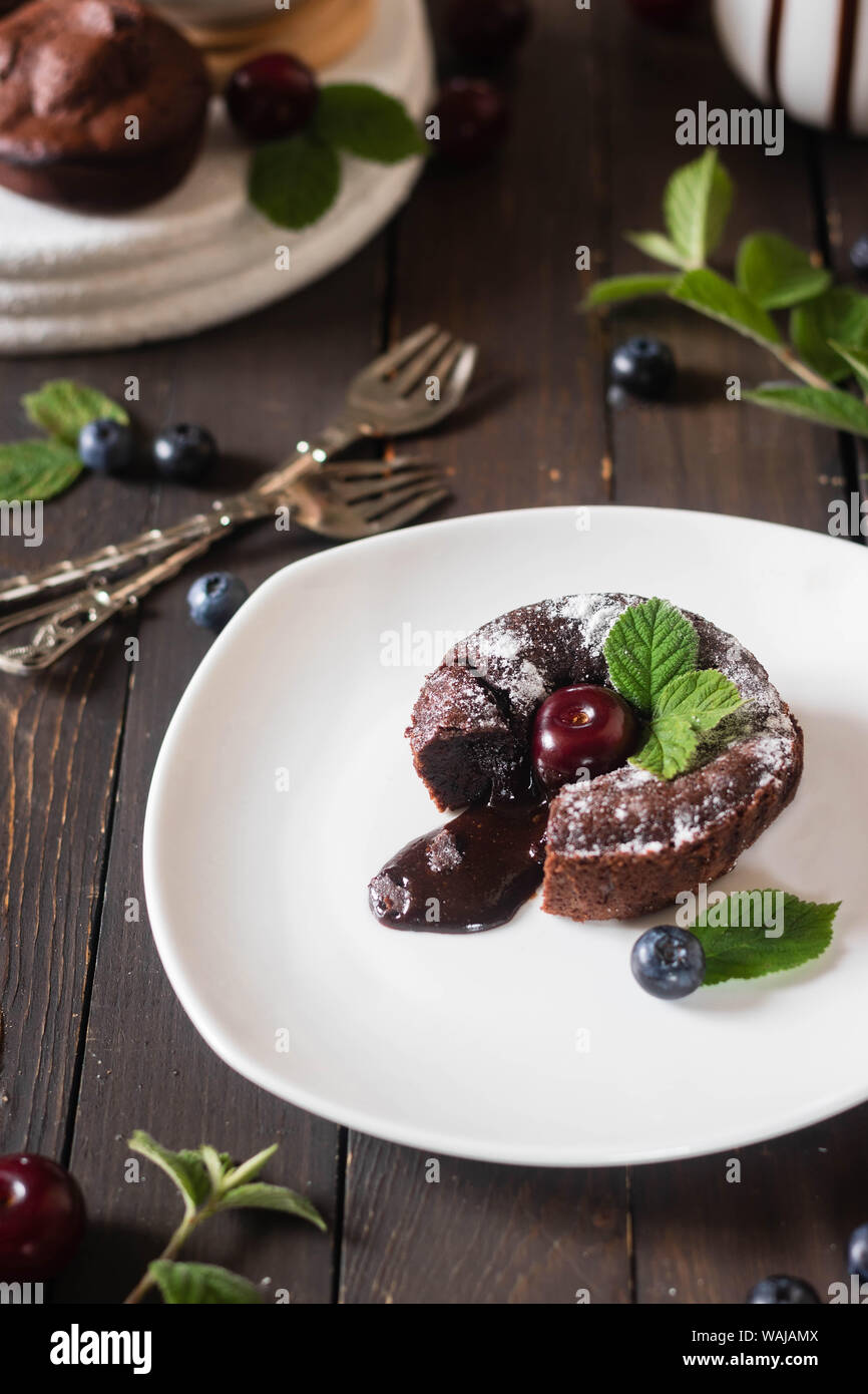 Chocolate fondant - a traditional french chocolate cake with liquid ...