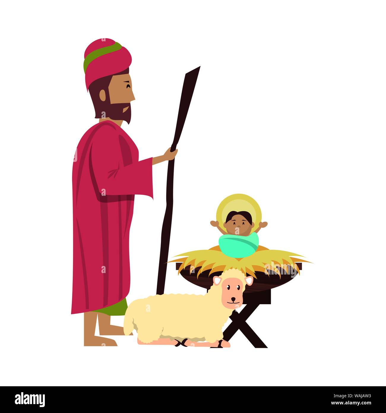 merry christmas nativity christian cartoon Stock Vector Image & Art - Alamy