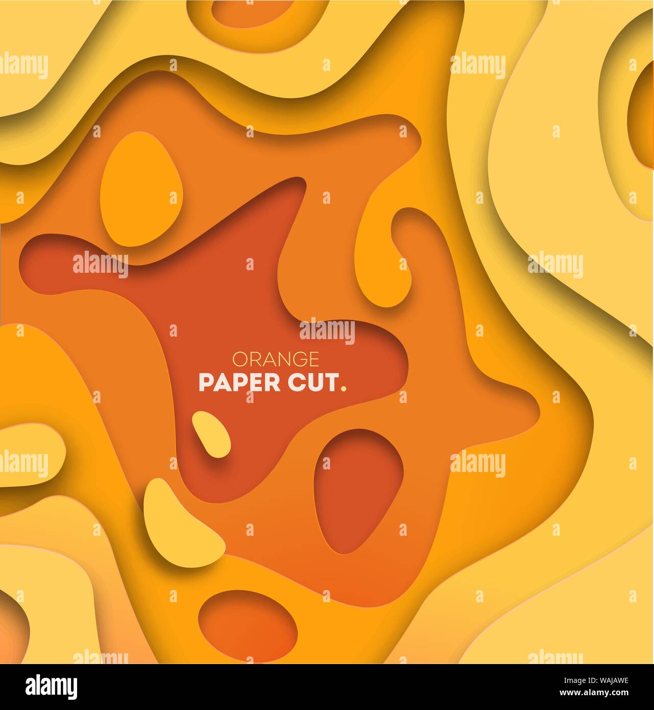 Yellow background with paper cut shapes. Vector illustration. 3D ...