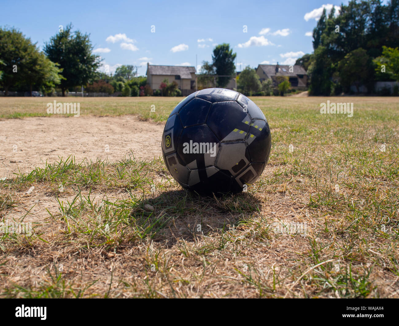 Soccer Ball On A Sports Field Stock Photo - Alamy