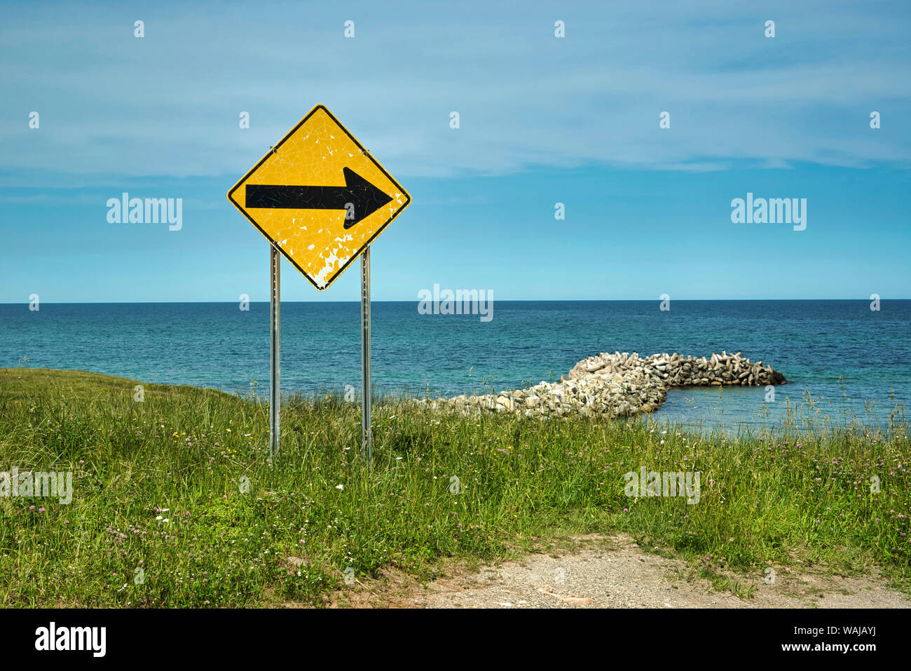 Canada, Quebec, Iles-de-la-Madeleine. Road sign Stock Photo - Alamy