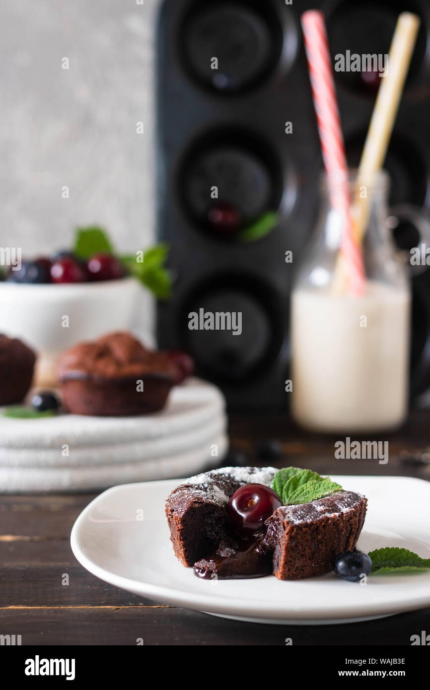 Chocolate fondant - a traditional french chocolate cake with liquid ...