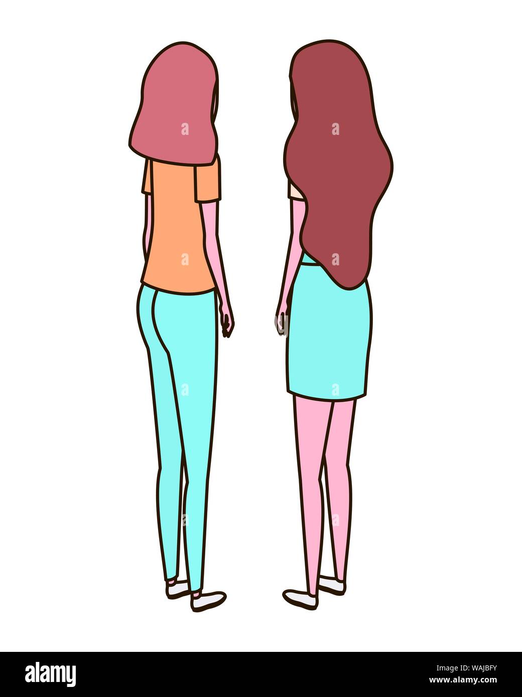 young women of back position on white background Stock Vector Image ...