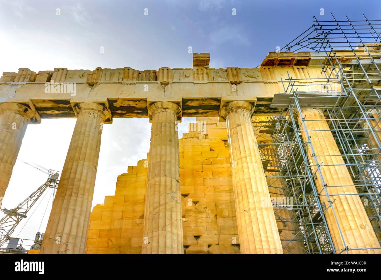 Reconstruction Scaffolding Top Parthenon, Acropolis, Athens, Greece ...