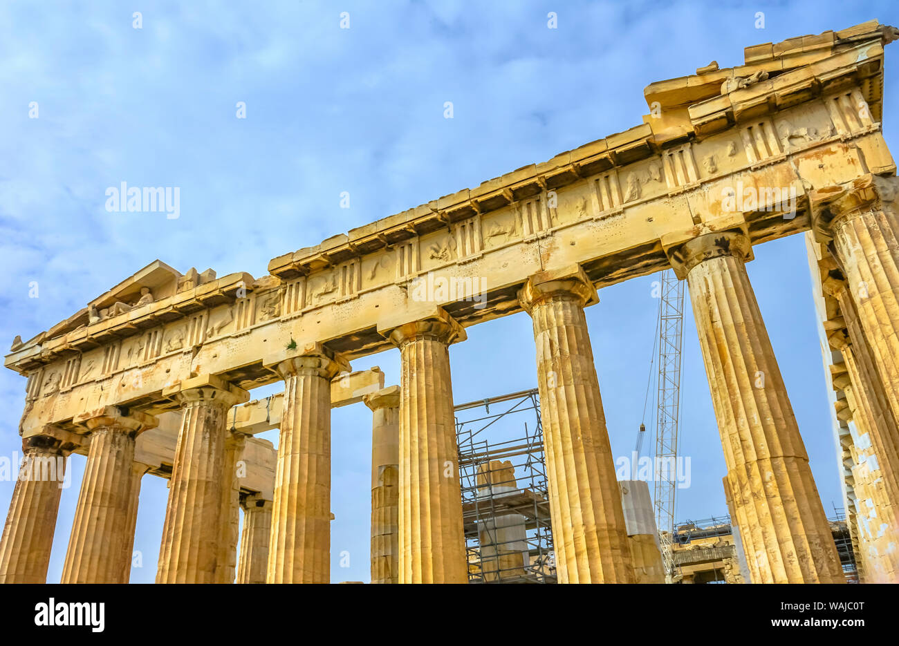 Statues Top Parthenon, Acropolis, Athens, Greece. Temple created 438 BC ...