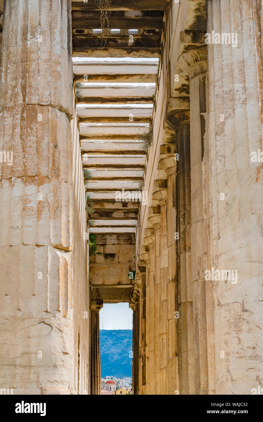 Ancient Temple of Hephaestus. Entrance columns, Agora Marketplace ...