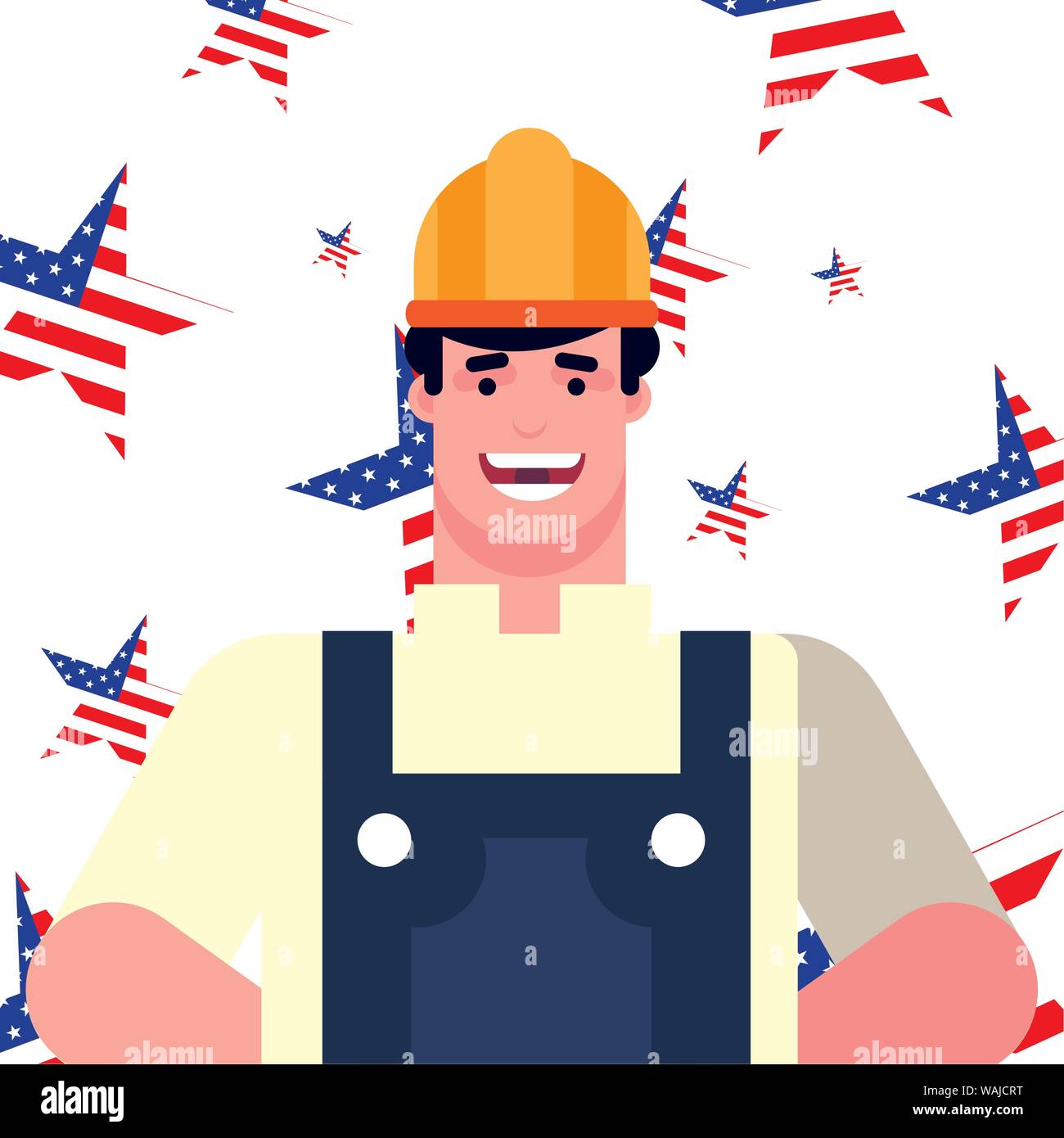 happy labor day - worker american flag star background vector ...