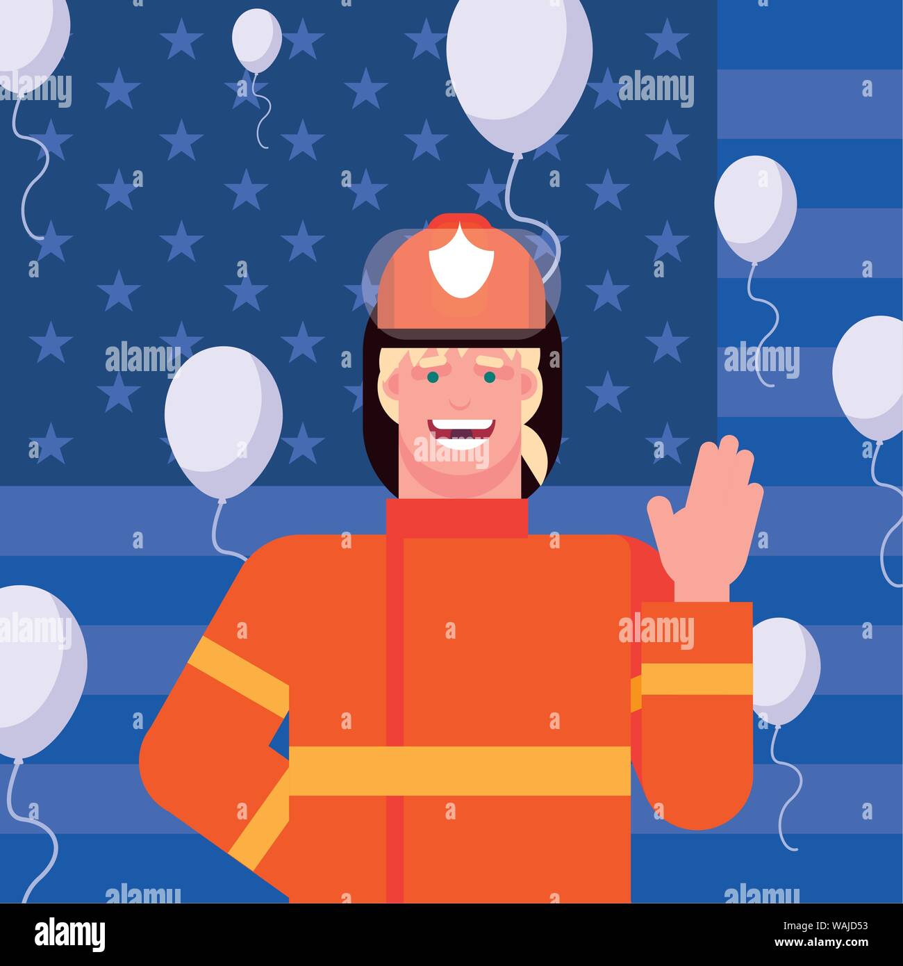 happy labor day - firefighter american flag balloons background vector ...