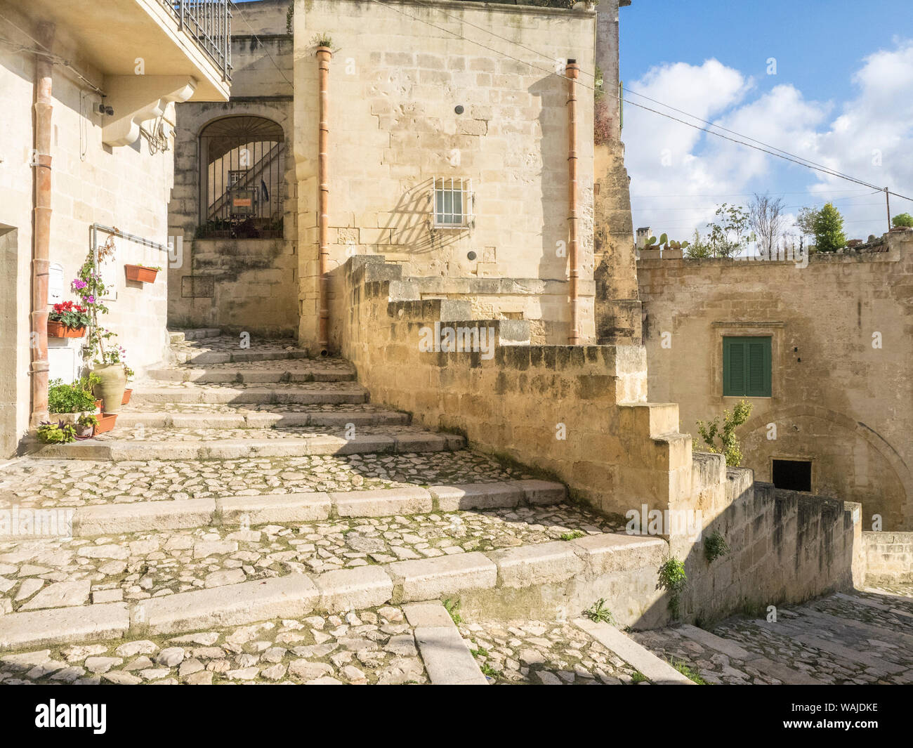 Cobblestone stairs in the old town of Matera Stock Photo - Alamy