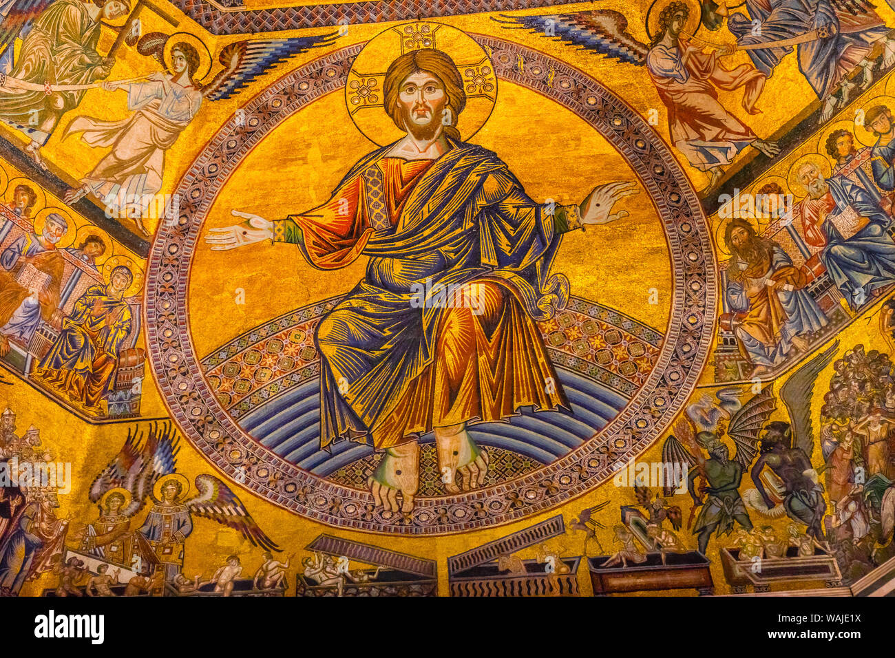 Jesus Christ and angels mosaic, Florence Baptistery, Florence, Italy ...