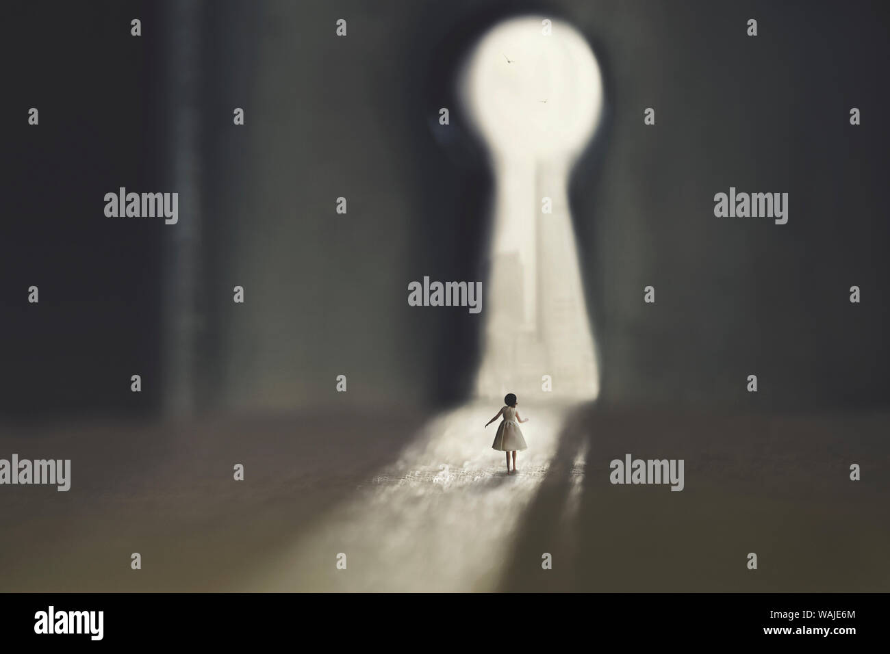 Woman looking through keyhole hi-res stock photography and images - Alamy
