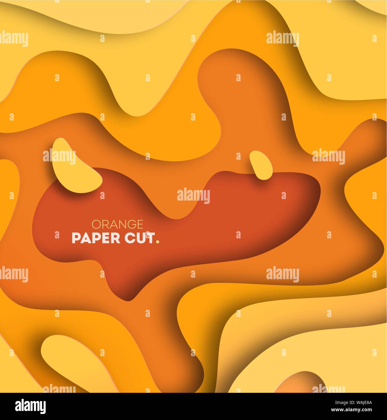 Yellow background with paper cut shapes. Vector illustration. 3D ...