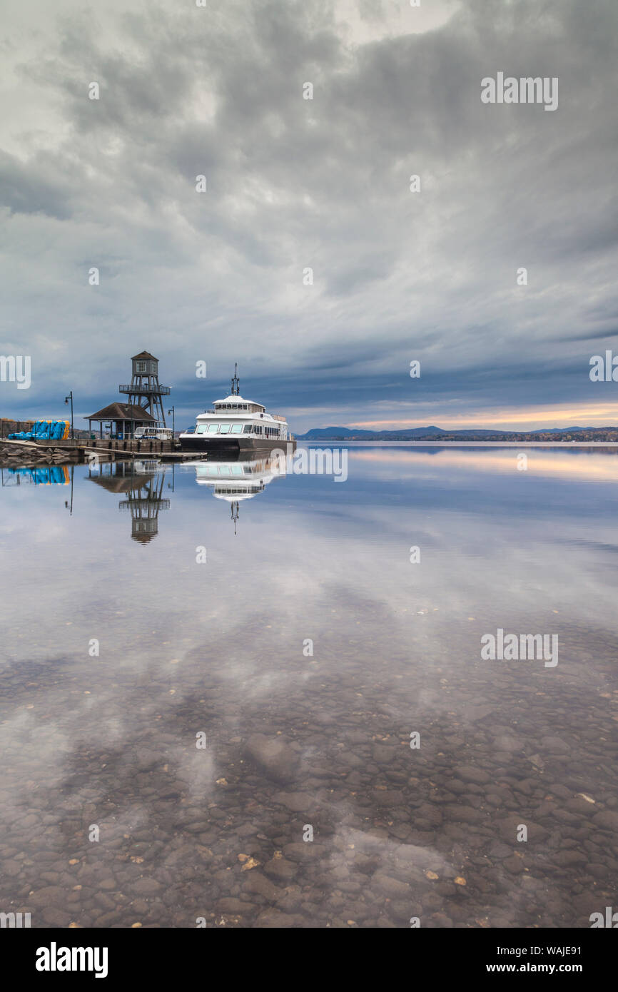 Canada, Quebec, Magog. Lac Memphremagog lake and tour boat Stock Photo ...