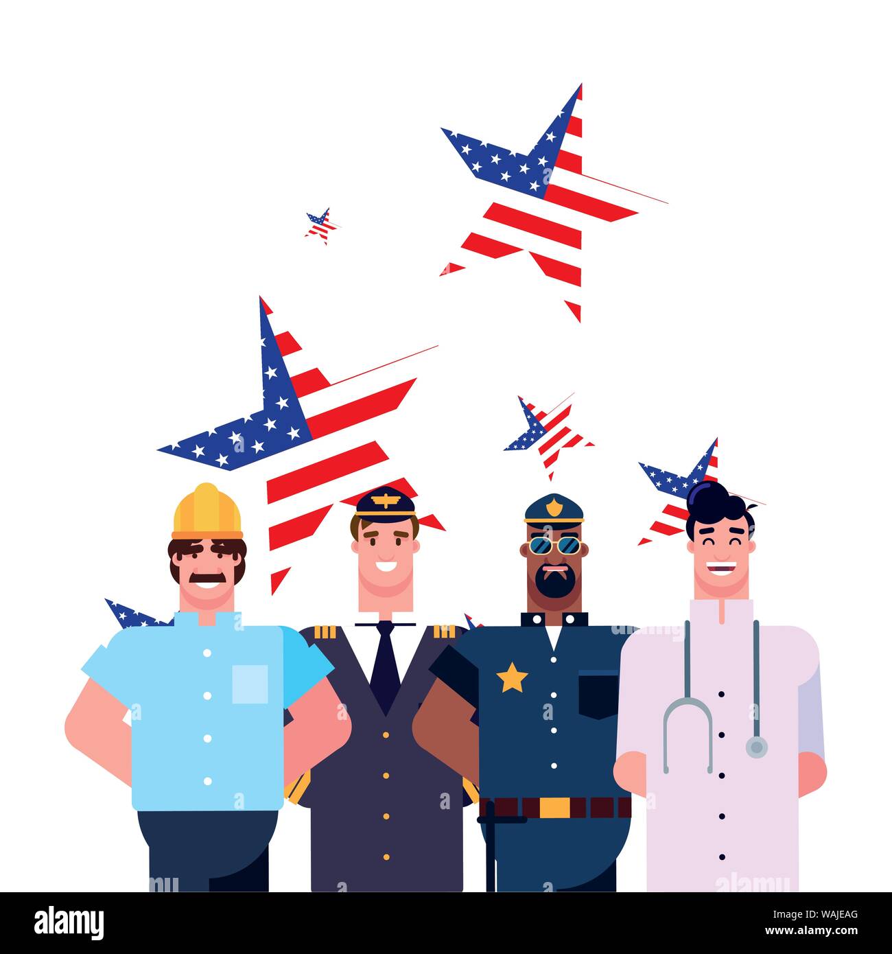 happy labor day - people professional american flag stars vector ...