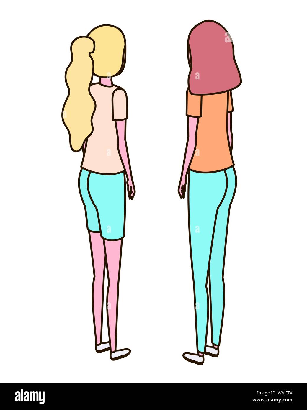 young women of back position on white background Stock Vector Image ...