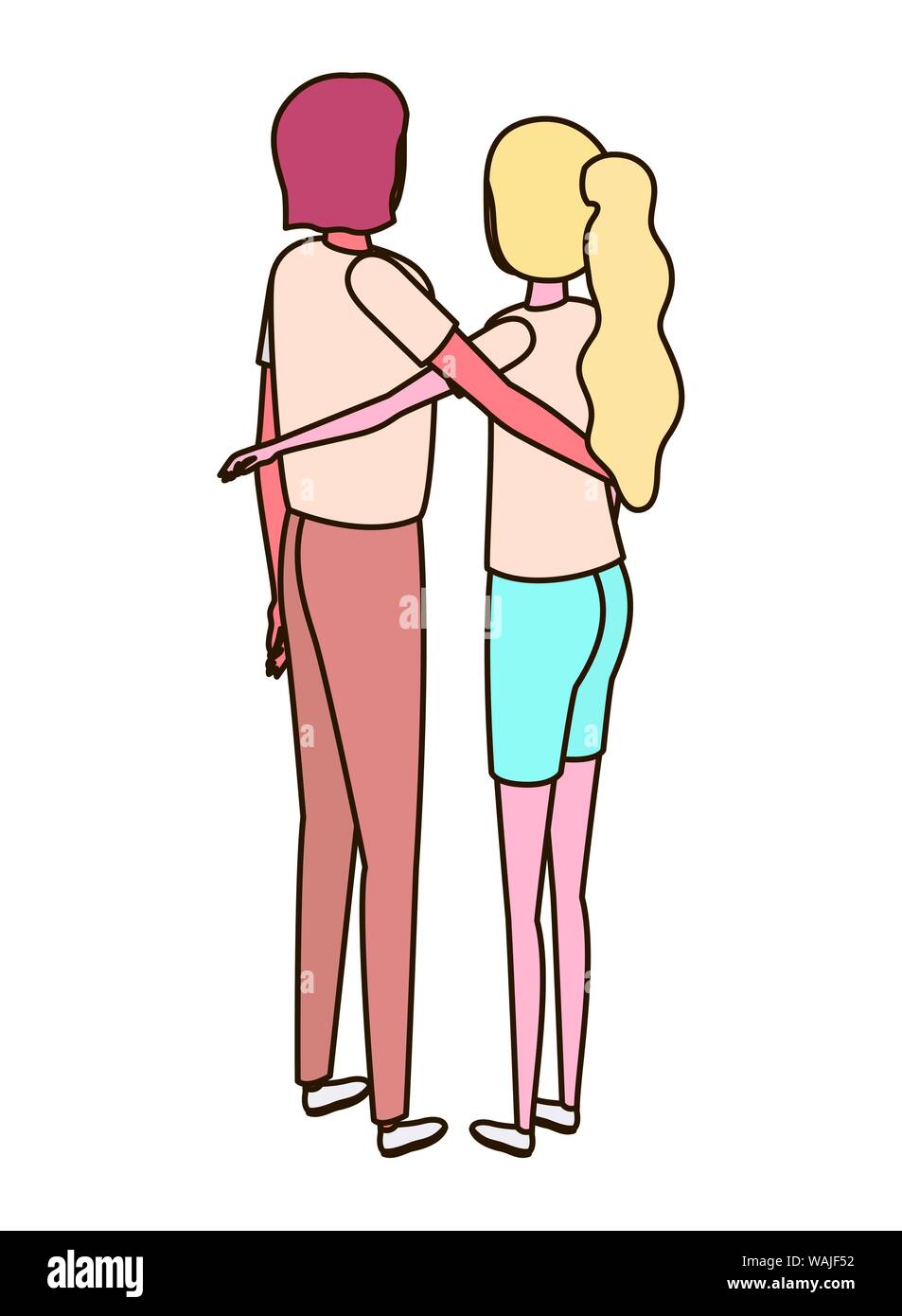 Two people standing back to back Stock Vector Images - Alamy