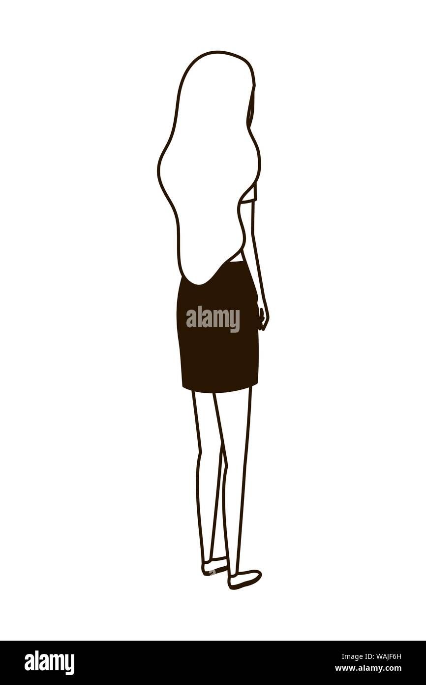 silhouette of woman of back position on white background Stock Vector ...