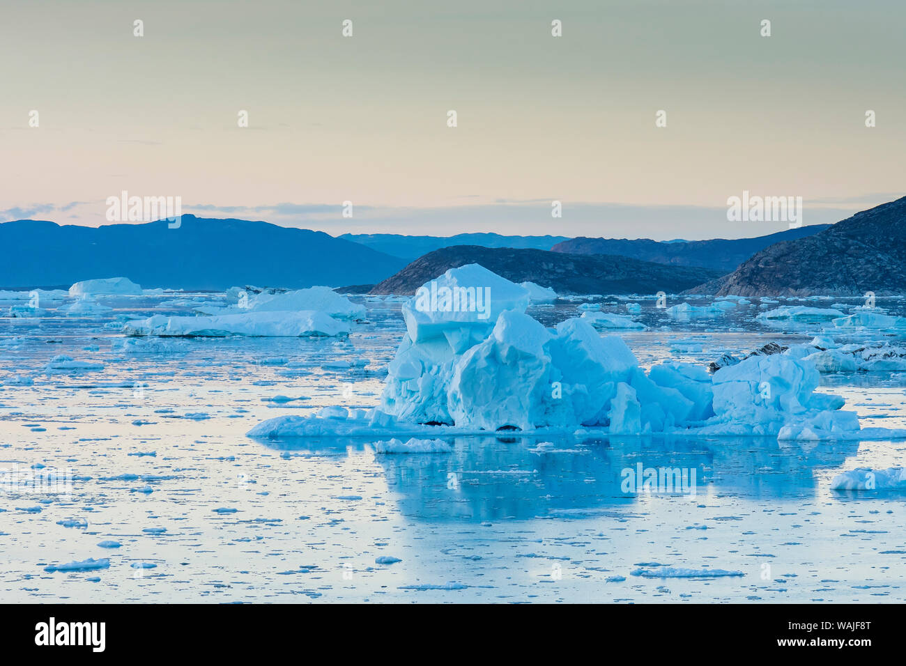 Greenland. Eqip Sermia. Icebergs and brash ice Stock Photo - Alamy