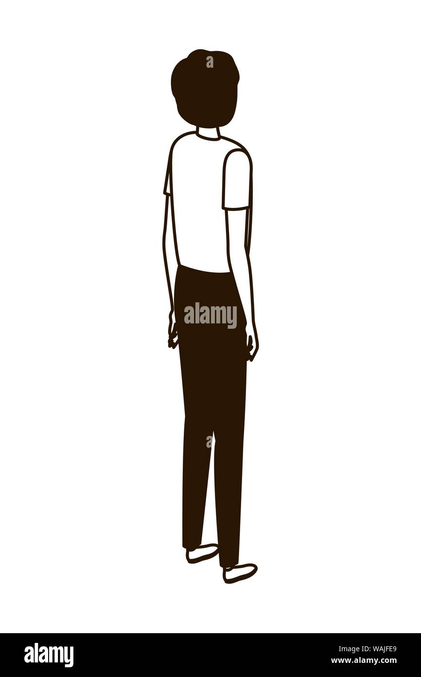 young man of back position on white background Stock Vector Image & Art ...