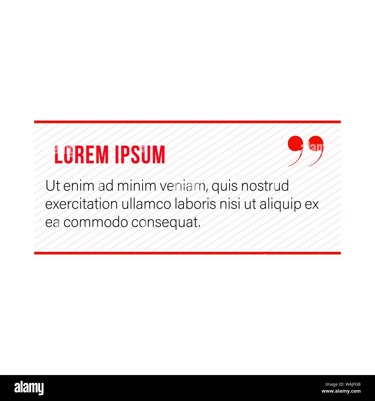 Red Innovative vector quotation with lines template in quotes. Creative ...