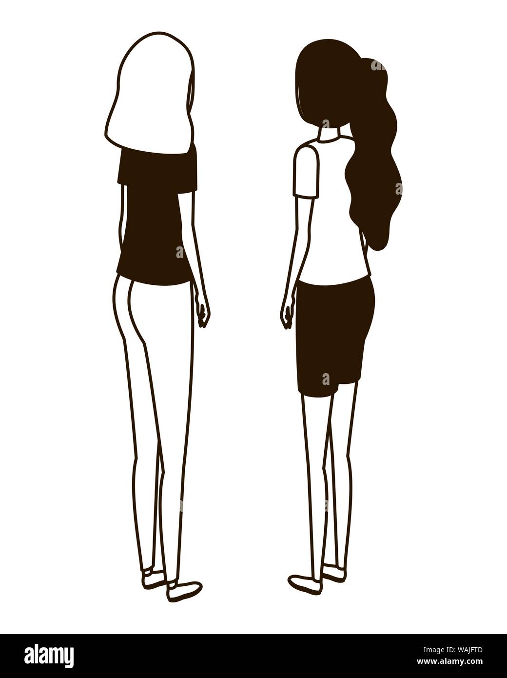 young women of back position on white background Stock Vector Image ...