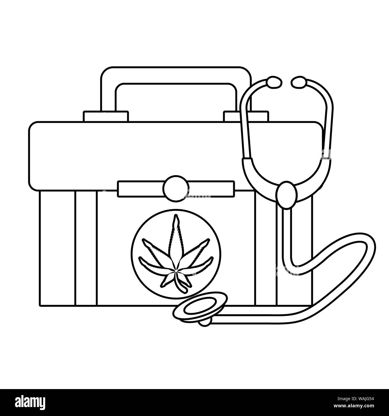 cannabis martihuana sativa hemp cartoon in black and white Stock Vector ...
