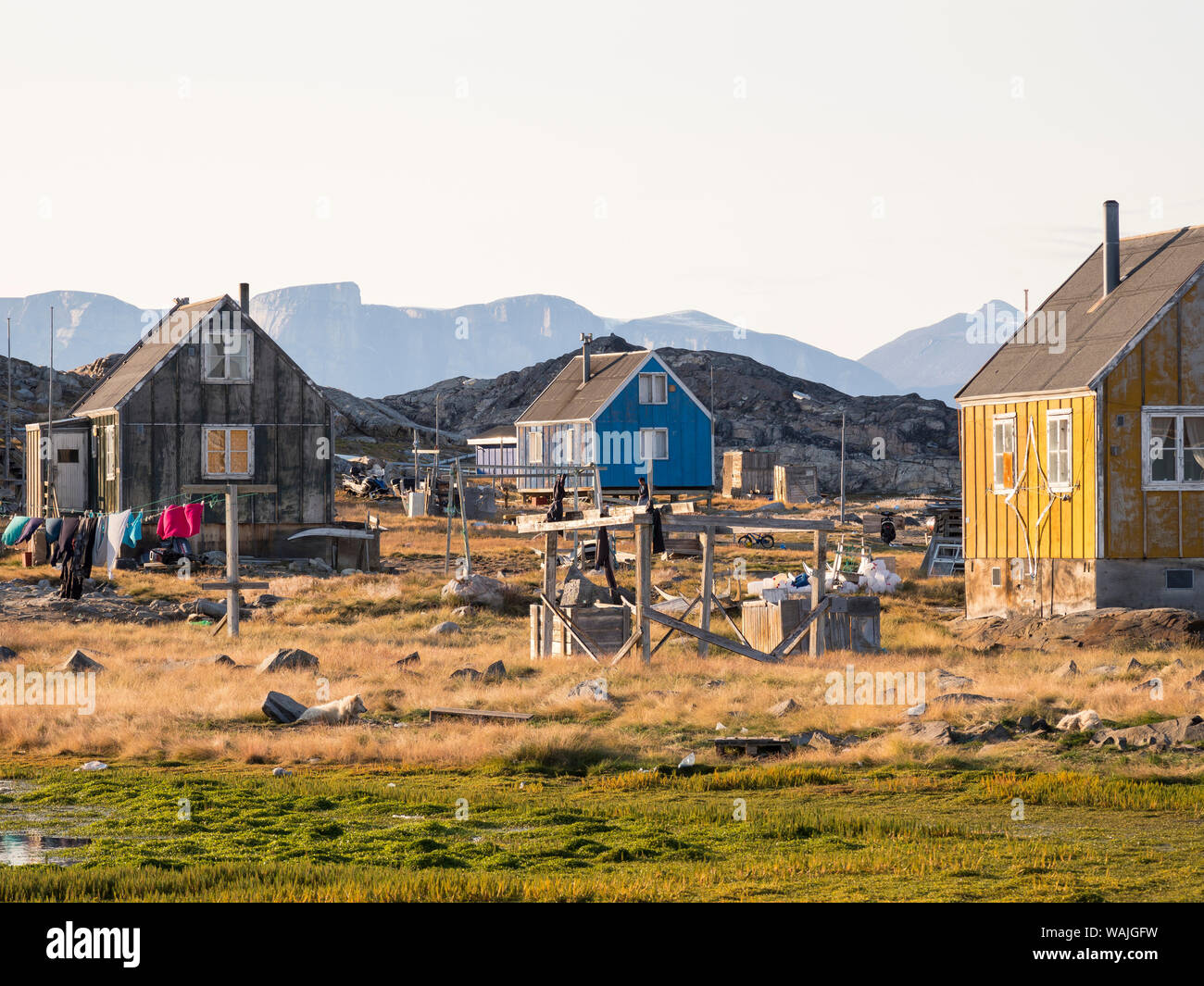 Ikerasak, a small traditional fishing village on Ikerasak Island in the ...