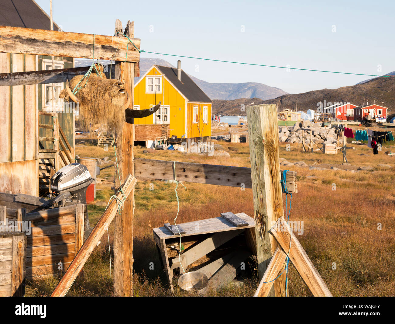 Ikerasak, a small traditional fishing village on Ikerasak Island in the ...