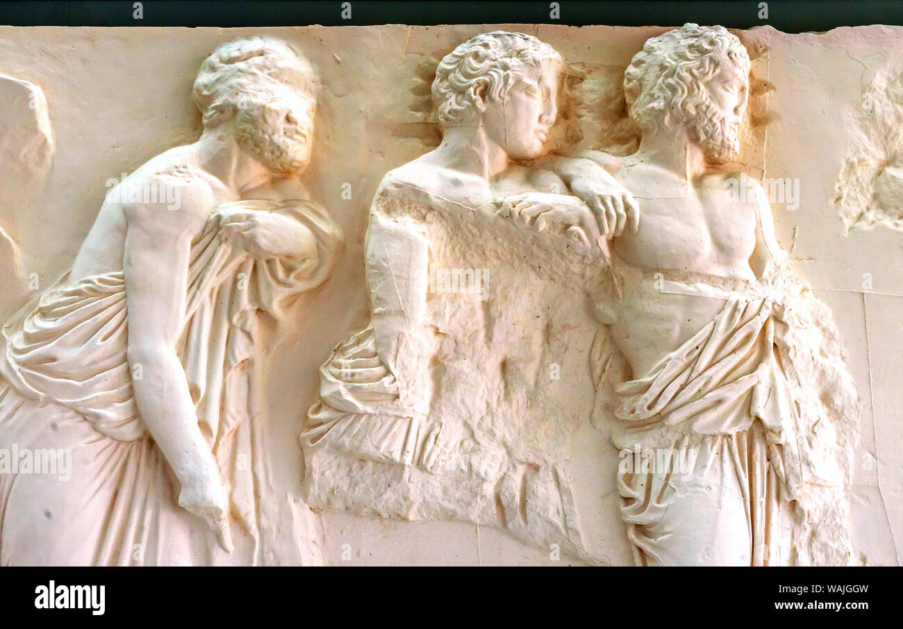 Three old men, Parthenon Frieze, Acropolis, Athens, Greece. Parthenon ...