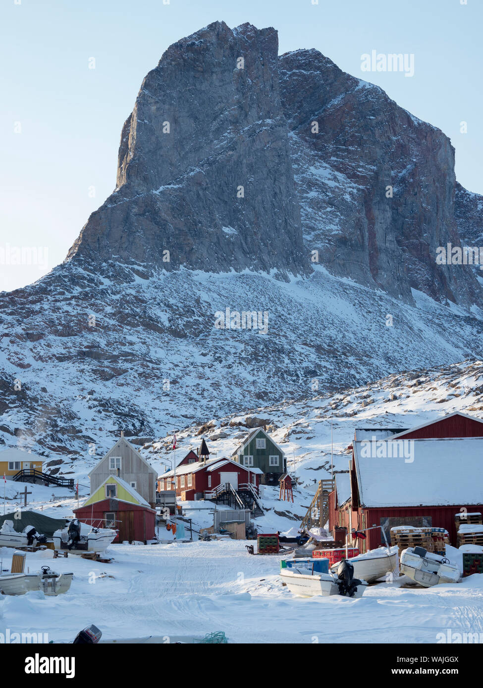 Ikerasak fishing village in the Uummannaq fjord system north of the ...