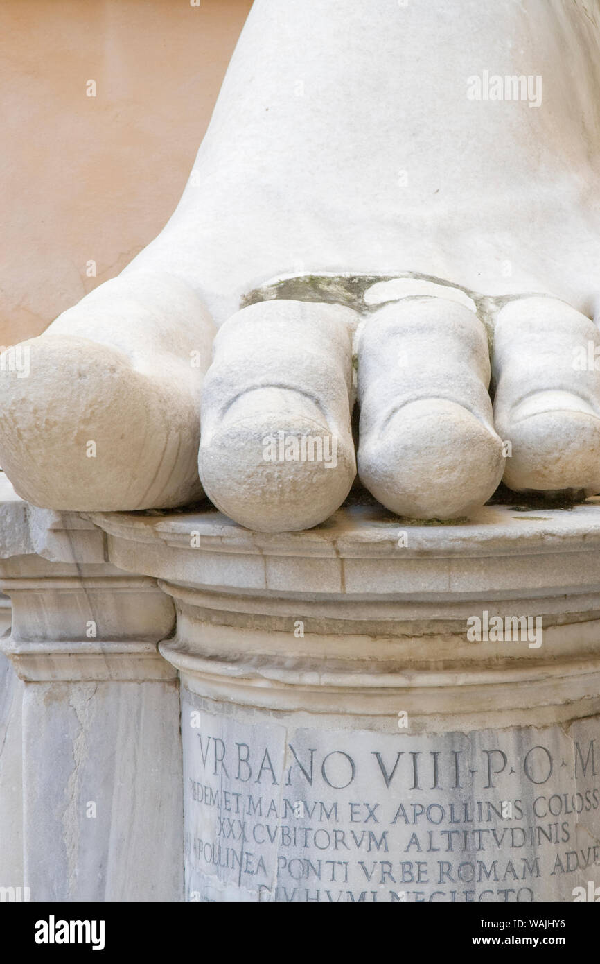 Italy, Rome. Statue of Emperor Constantine's foot in Capitoline museums ...