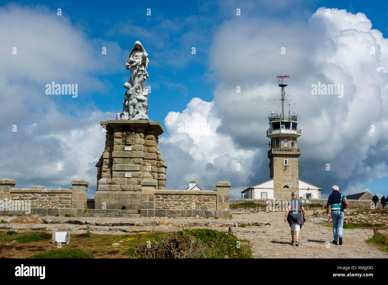 Notre Dame des Naufrages statue in Pointe du Raz Stock Photo - Alamy