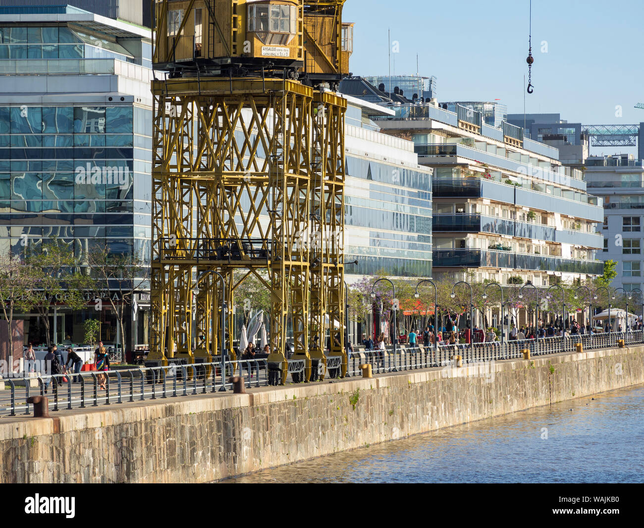 The old cranes at the old docks. Puerto Madero, the modern living ...
