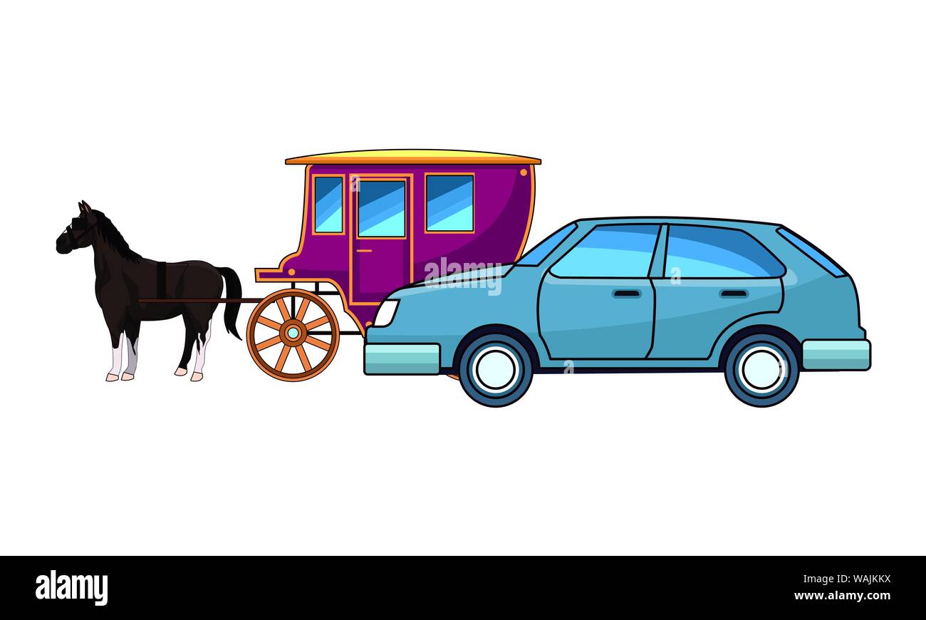 cars and horse carriages vehicles Stock Vector Image & Art - Alamy