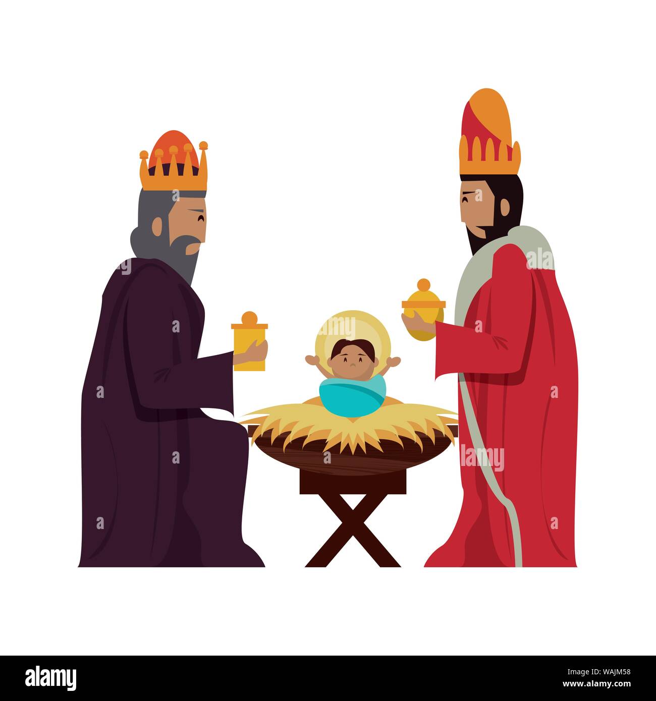 merry christmas nativity christian cartoon Stock Vector Image & Art - Alamy